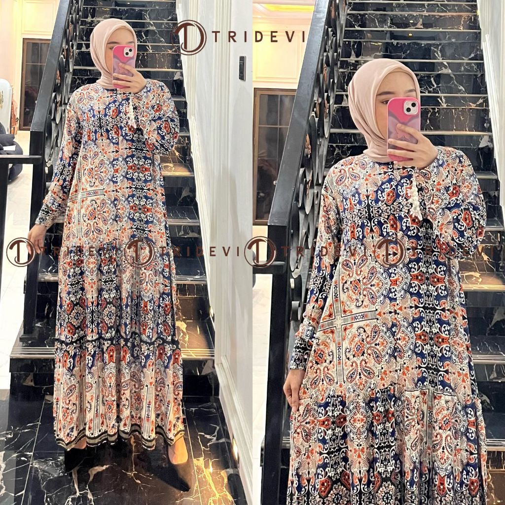 Jual Gamis Dress Motif Sultan Bunga Bahan Rayon Premium Resleting Busui ...