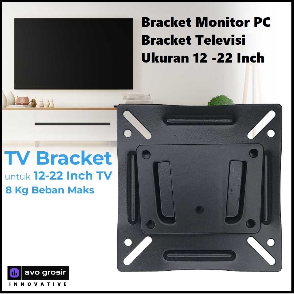 Jual Bracket Monitor PC / TV Black Iron Metal Ukuran 12 - 22 Inch ...