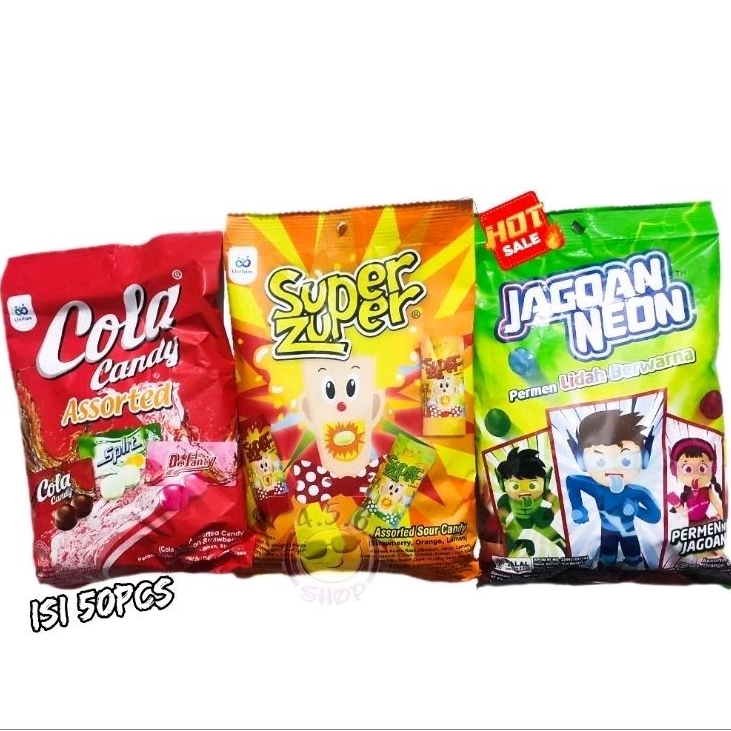 Jual Aneka Permen Super Zuper Cola Candy Jagoan Neon isi 50 | Shopee ...