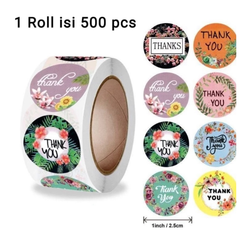 Jual Sticker Thankyou Label Terimakasih 1 Roll 500Pcs Sticker Ucapan ...