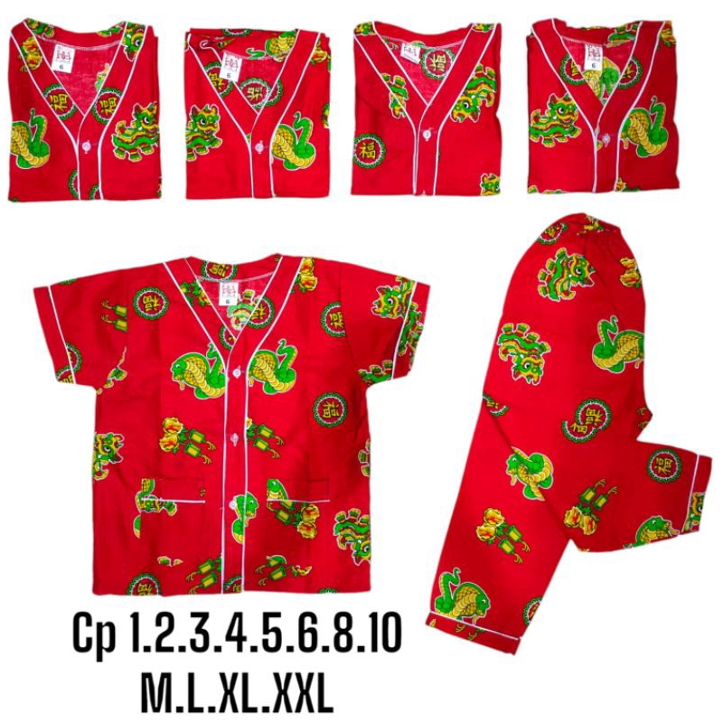 Jual Piyama Imlek Shio Ular 2025 Kode 03 ULAR BARONGSAI / baju tidur ...