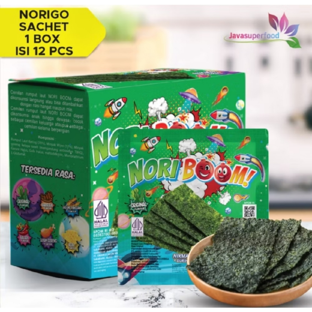 Jual Nori Boom Seaweed Snack Rumput Laut - Rasa Original - 36g - 12 pcs ...
