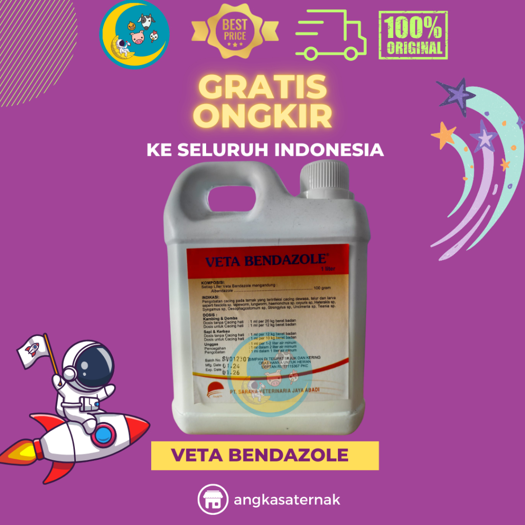 Jual VETA BENDAZOLE KEMASAN 1 Liter | Obat Cacing Oral Ternak Untuk ...
