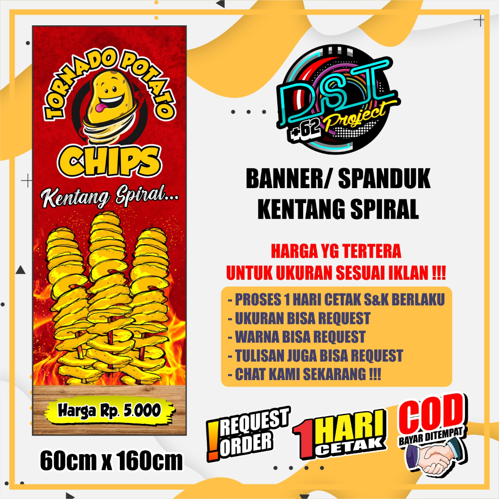 Jual BANNER / SPANDUK KENTANG SPIRAL 60cm x 160cm | Shopee Indonesia
