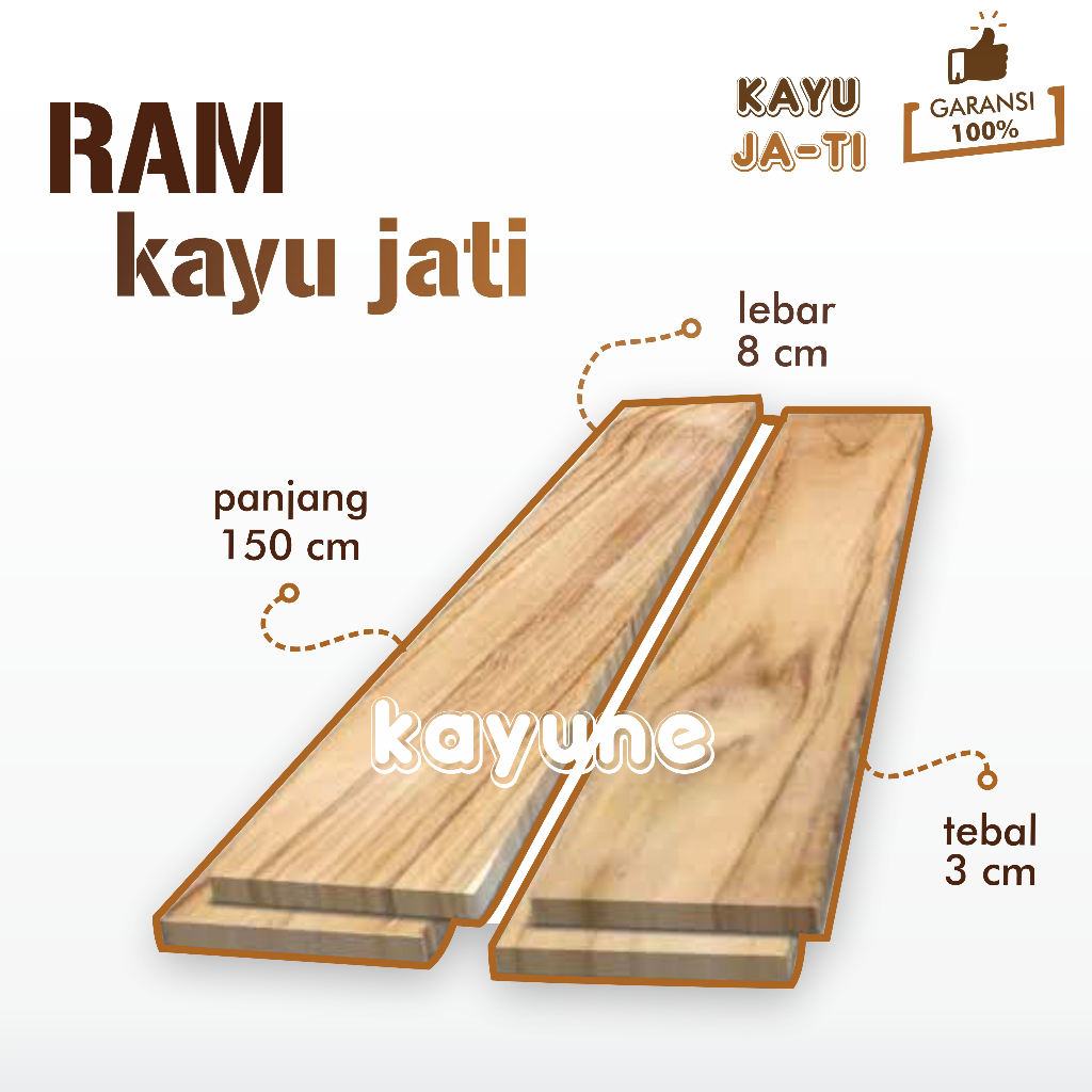 Jual Kayune.id Ram Papan Kayu Jati Siap Pakai Halus Panjang Ukuran ...