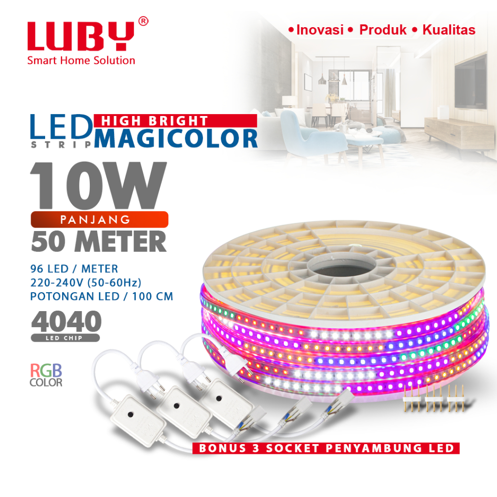 Jual LED Strip Luby tipe Magic Color 10W/50 Meter | Shopee Indonesia