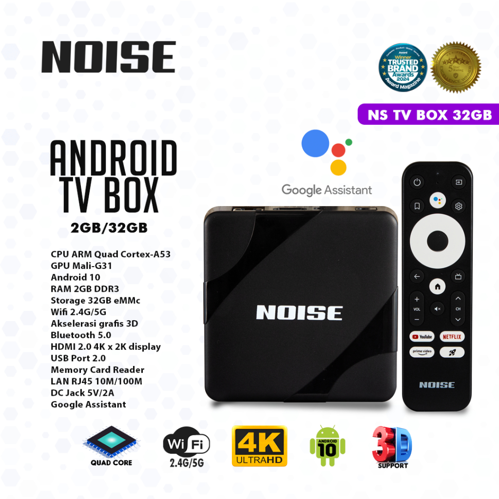 Jual NOISE Android TV Box 4K Ultra HD Youtube Netflix Wifi 2GB 32GB ...