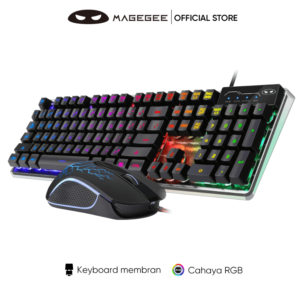 Jual MAGEGEE Keyboard Gaming Wired Dan Mouse Set RGB Light 100% Layout ...