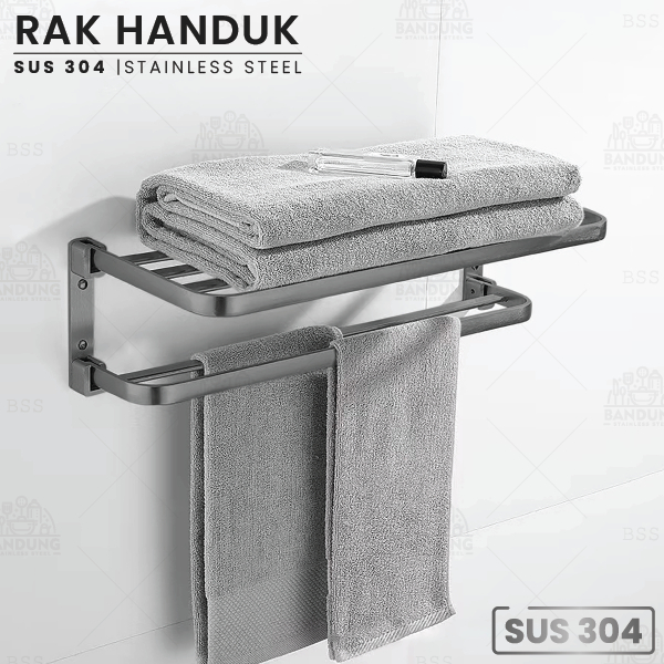 Jual SUS 304 Rak Handuk Model Lipat Gantungan Handuk Abu Stainless ...