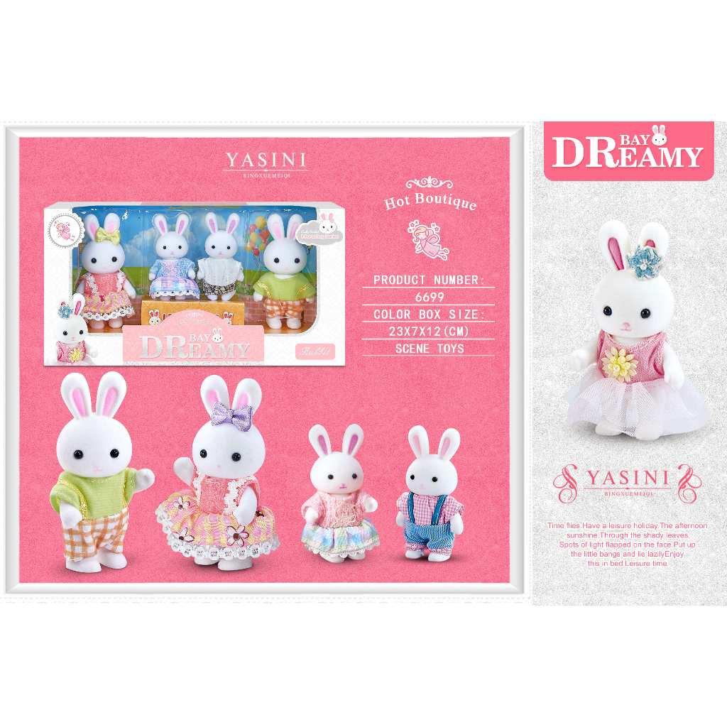 Jual Dreamy Bay Yasini Kitty Rabbit Family Set Mainan Boneka Keluarga ...