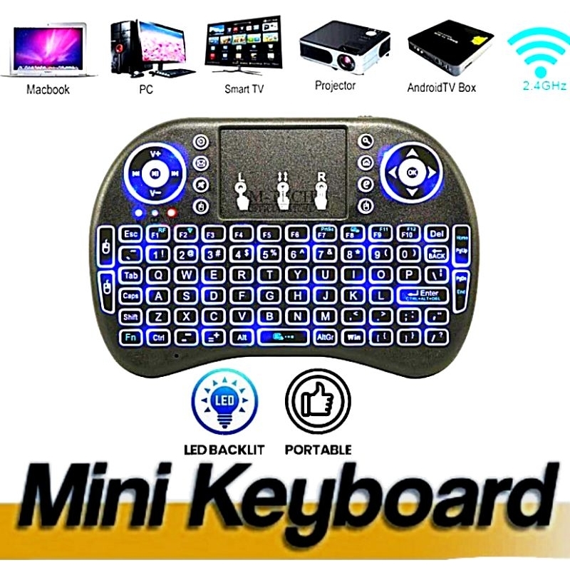 Jual Mini Keyboard Wireless LED Backlit M-tech / Keyboard mini wireless ...