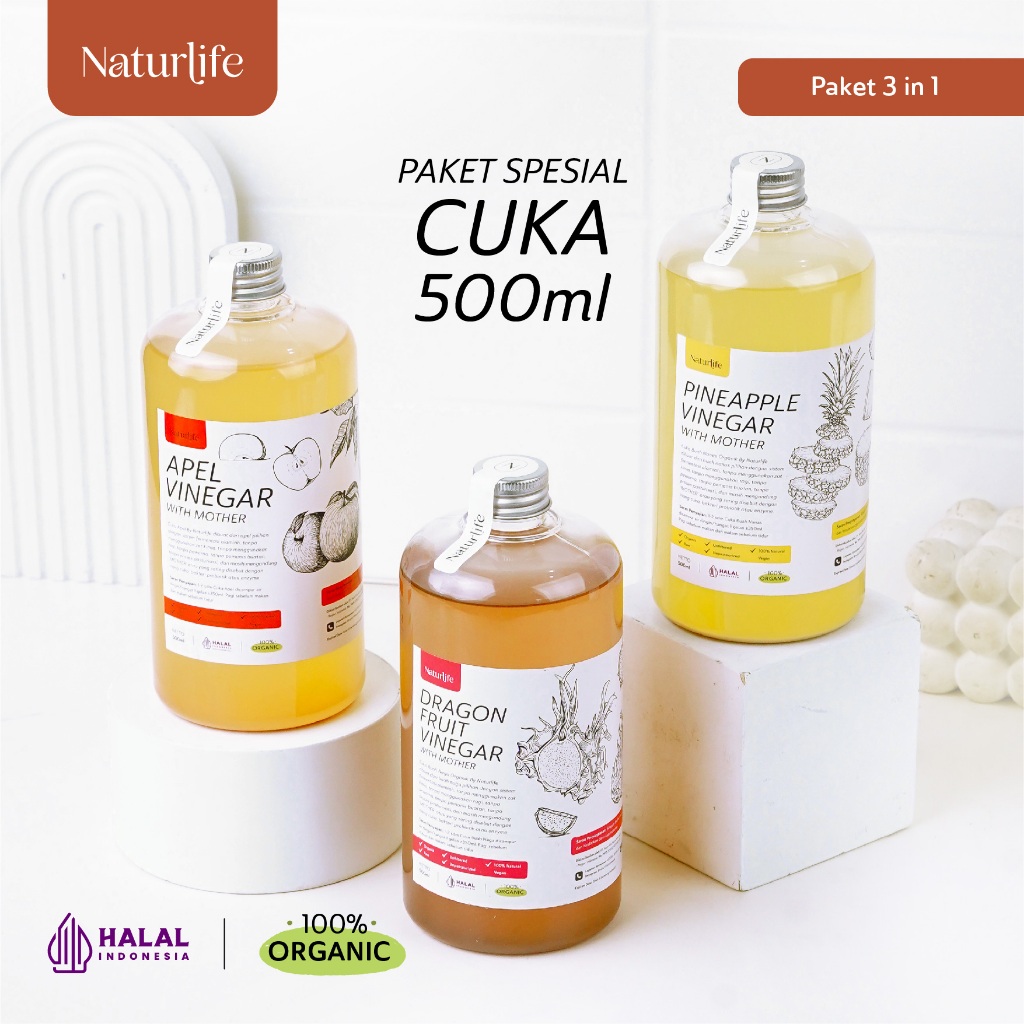 Jual PAKET SPECIAL 500 ML CUKA APEL CUKA NANAS & CUKA NAGA WITH MOTHER ...