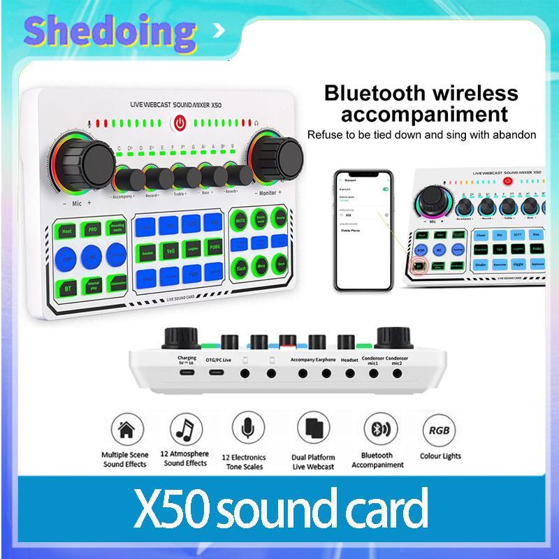 Jual X50 Soundcard Mixer Bluetooth Streaming Mixer Mini Audio Mic ...