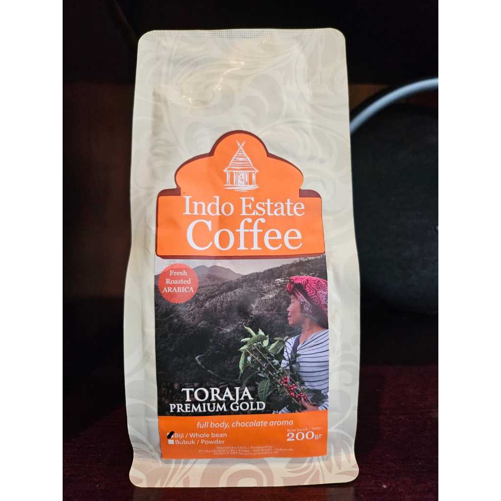 Jual Indo Estate Coffee Toraja Premium Gold 200gr Whole Bean | Shopee ...