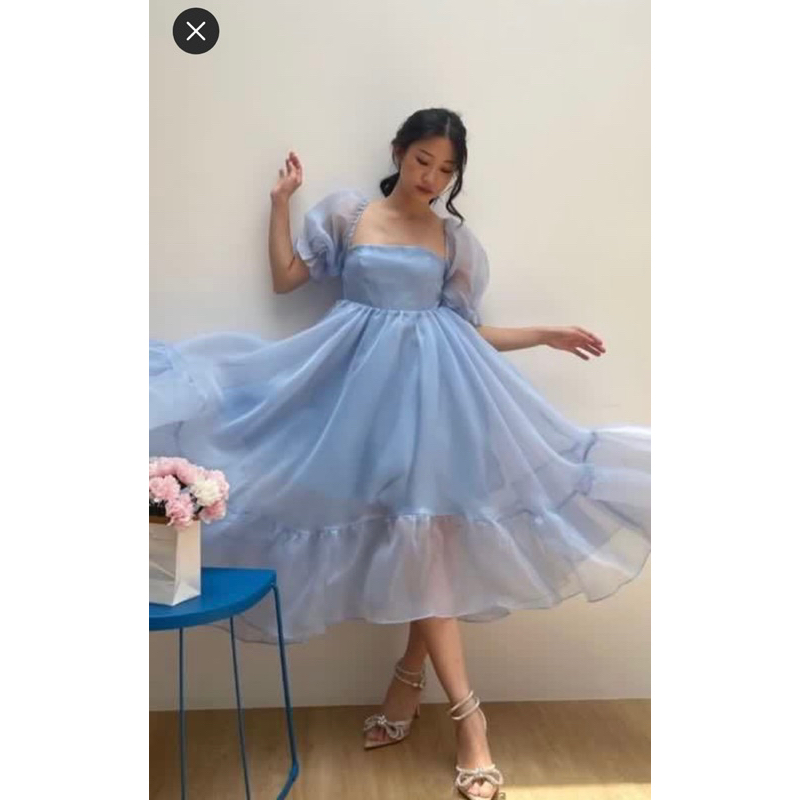 Jual Baby Blue Cinderella Dress Premium baju pesta wanita Biru langit ...