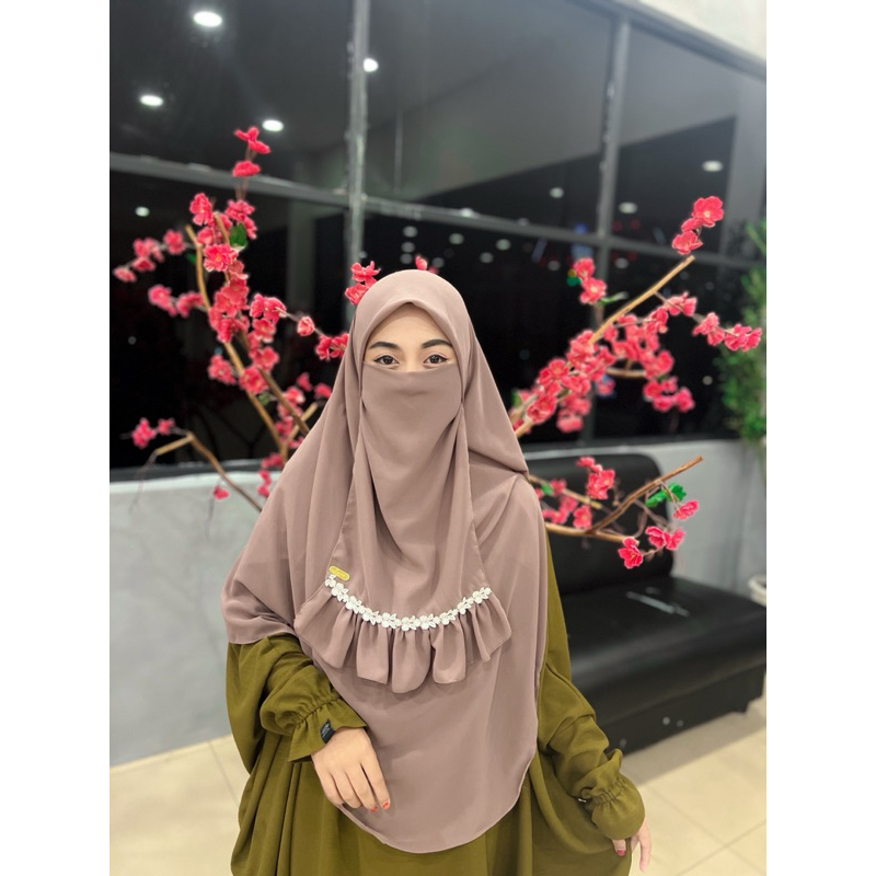 Jual [COD]hijab oval set cadar bunga sakura | Shopee Indonesia