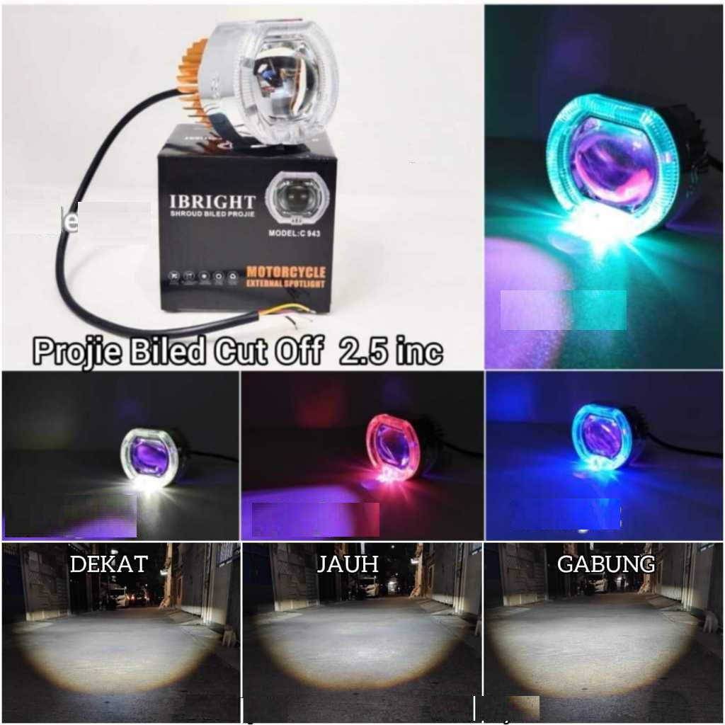 Jual IBRIGHT - Lampu Projie Biled Cut Off mini 2.5 INC Jauh Dekat 30watt Waterproof plus devil ...