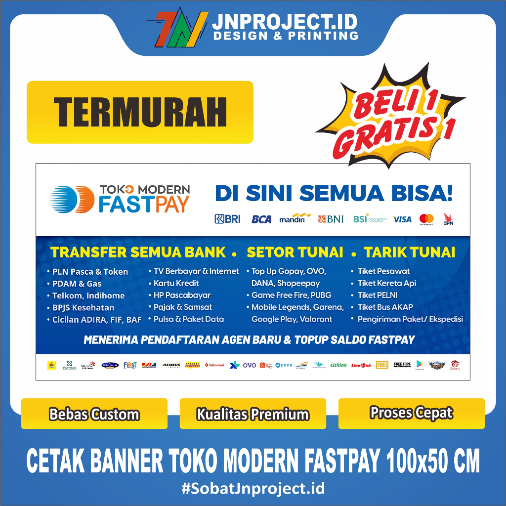 Jual BANNER TOKO MODERN FASTPAY / BELI 1 GRATIS 1 / UK. 100CM X 50CM ...