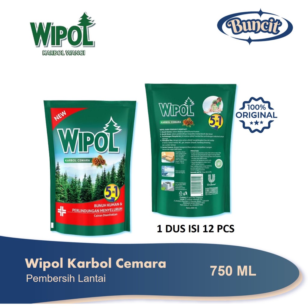 Jual Wipol Pembersih Lantai 750 ML Refill / Karbol Wipol Cemara ...