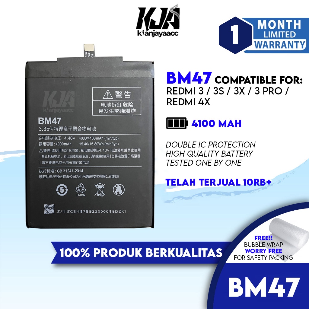 Jual Baterai Redmi 3, 3S, 3 Pro, 3X, 4X BM47 Original OEM Battery ...