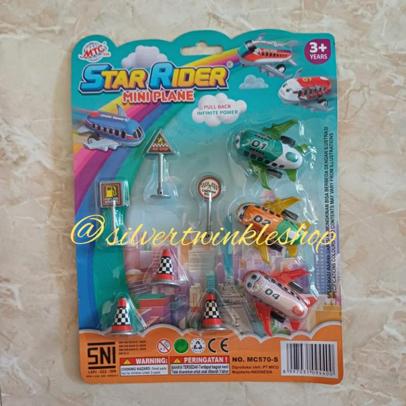Jual Mainan edukasi anak pesawat mini pullback pull back star rider ...