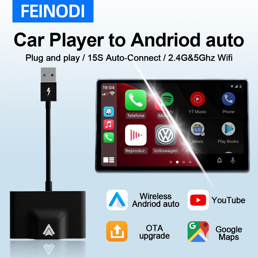 Jual FEINODI Android Auto Wireless Adapter for OEM Factory Wired ...