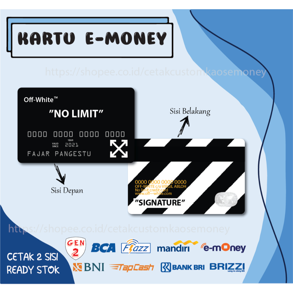 Jual KARTU E MONEY E TOLL GAMBAR OFF-WHITE NO LIMIT BLACK EMONEY ...