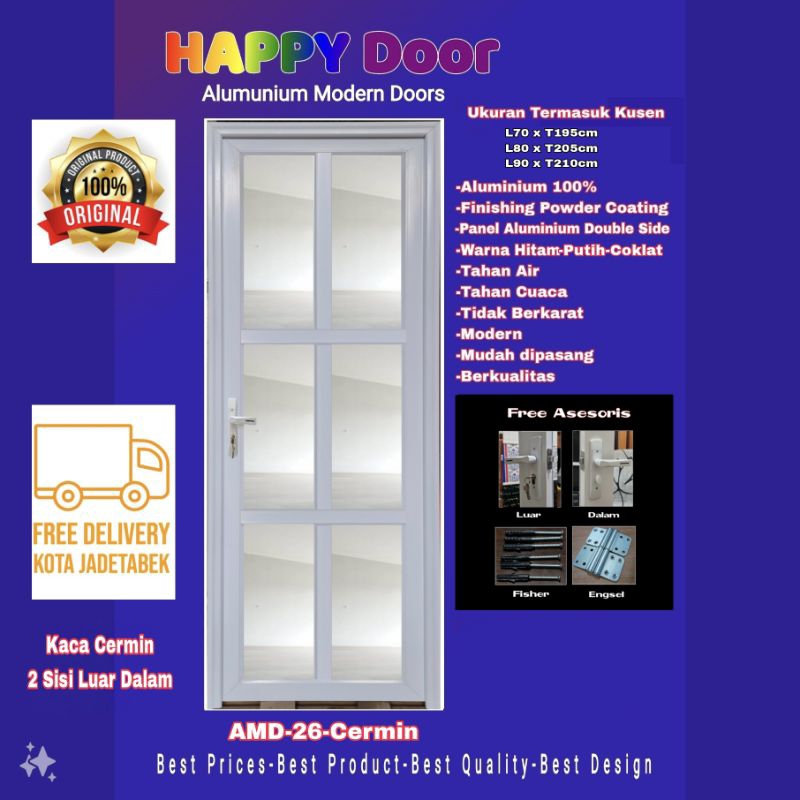 Jual Pintu Aluminium Happy Door Amd26 - Cermin 2sisi | Shopee Indonesia