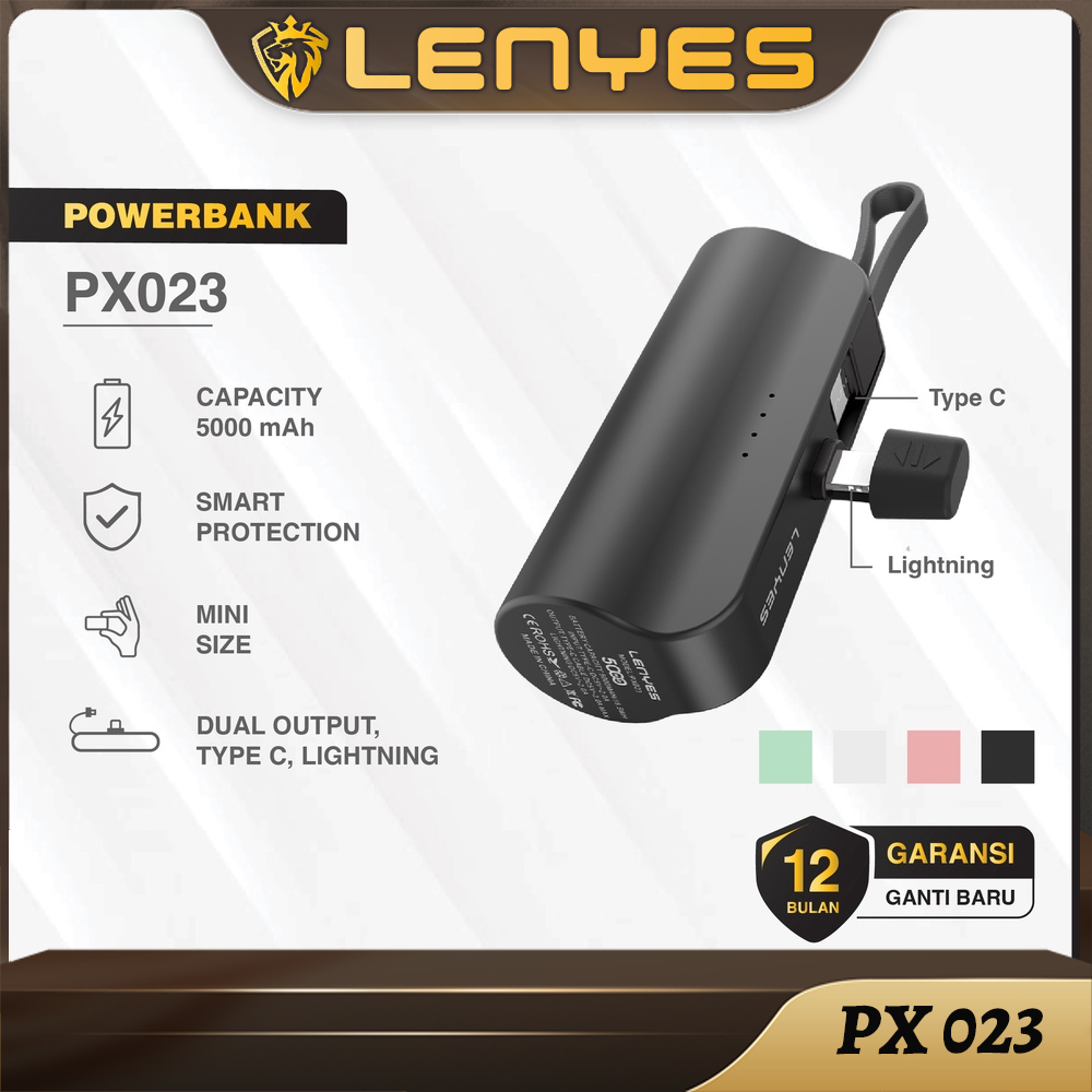 Jual LENYES Powerbank Mini 5000mAh 2 Conector for Type C & Lightning With Stand Holder Power ...