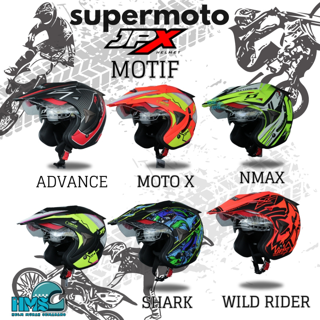 Jual HELM JPX SUPERMOTO MOTIF & SOLID WARNA LENGKAP ORIGINAL, HELM JPX ...