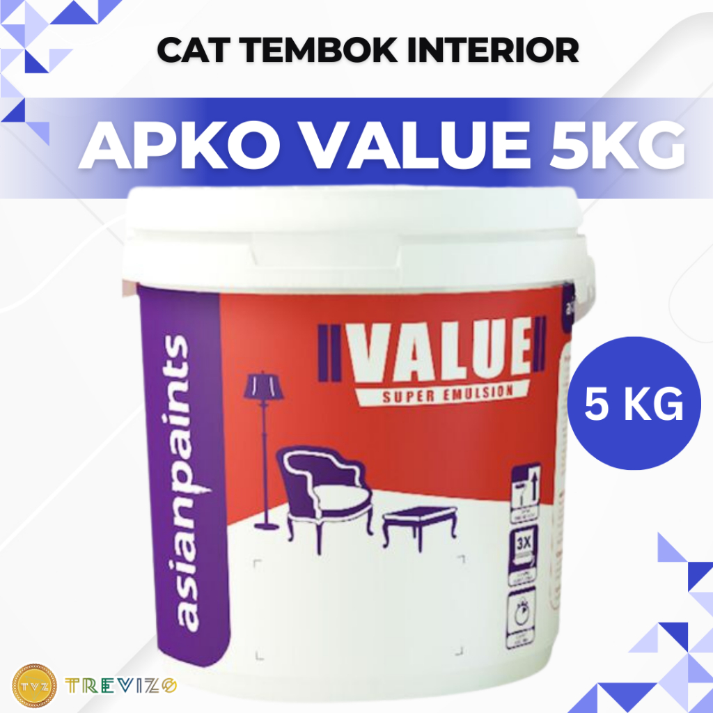 Jual Cat Tembok Interior ASIAN PAINTS Apko VALUE Super Emulsion 5 Kg ...