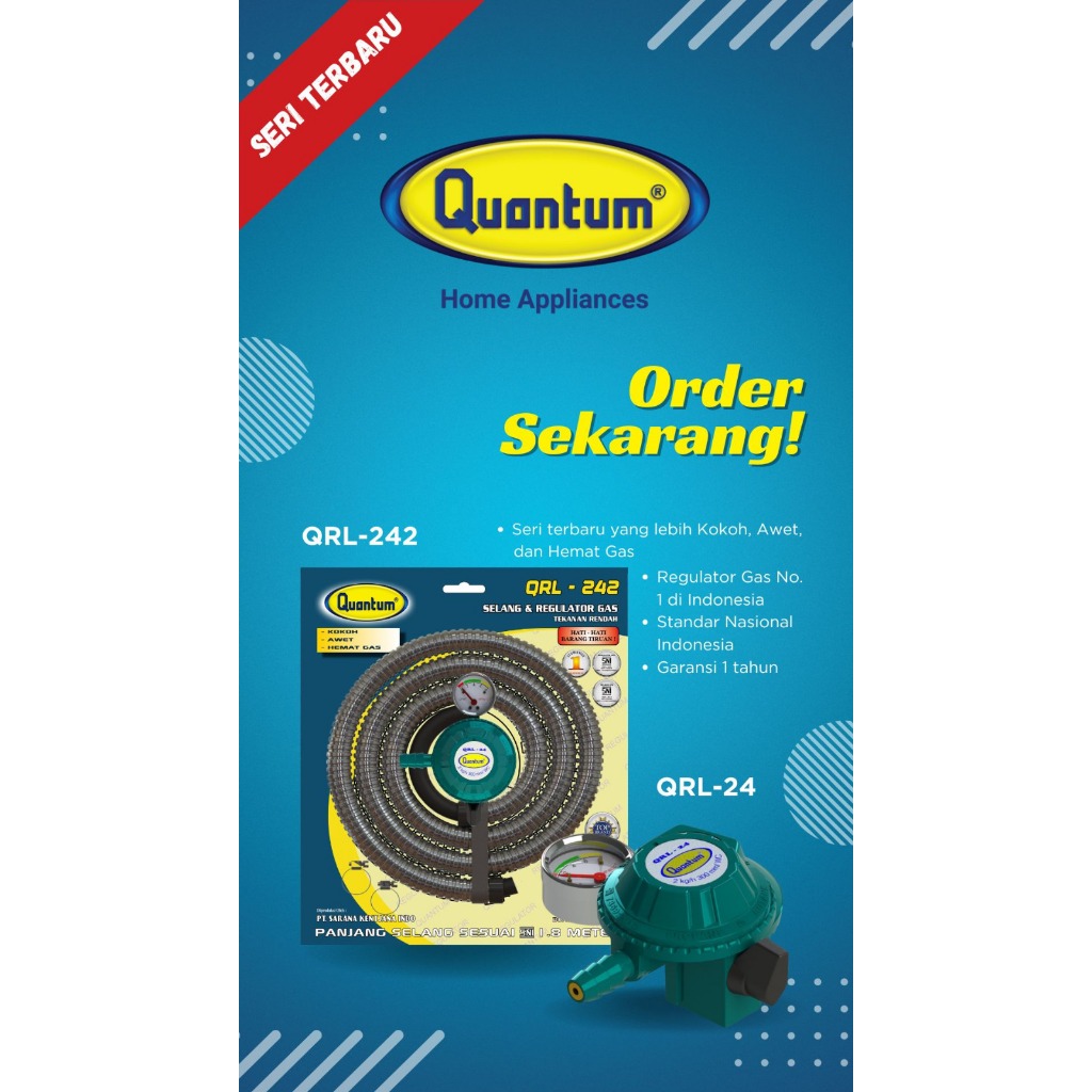 Jual Regulator + Selang Quantum QRL-142/SELANG REGULATOR GAS QUANTUM ...