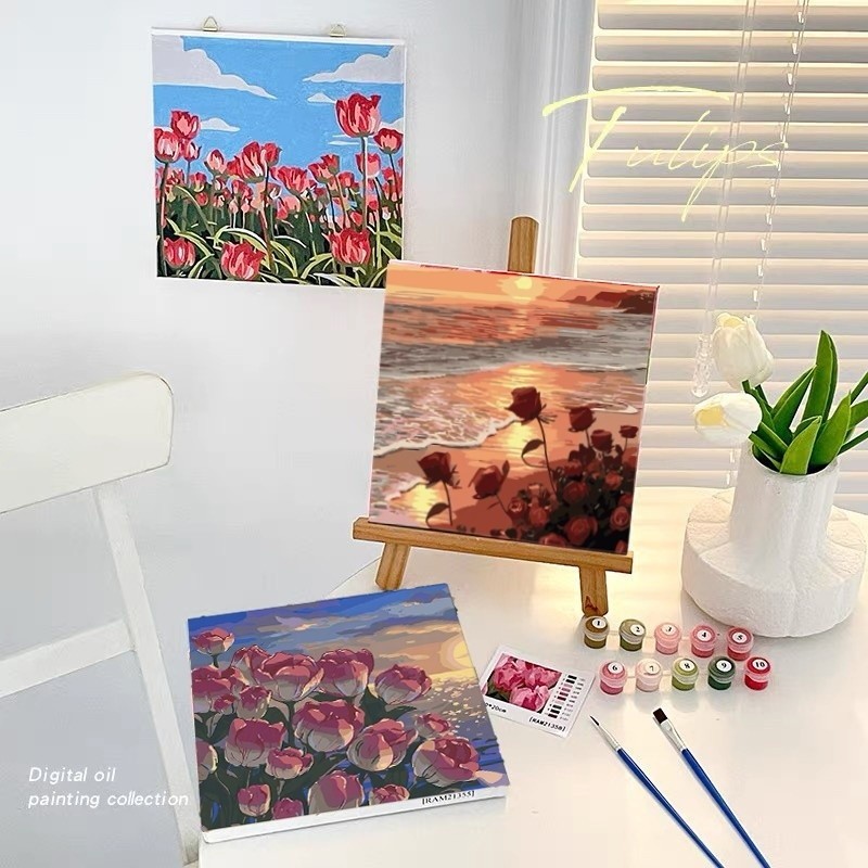 Jual POPTOYS DIY 20x20cm Paint Kit Digital Painting Kit Kanvas Painting ...