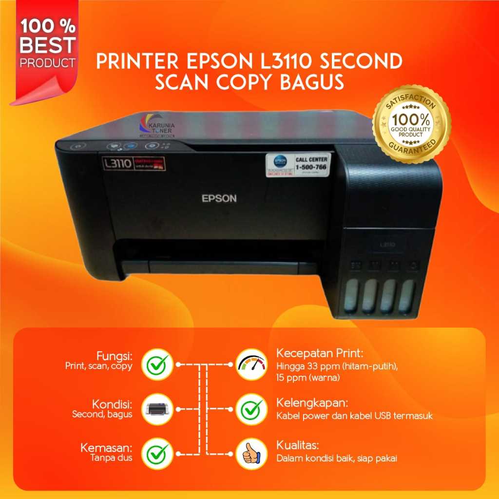 Jual PRINTER EPSON L3110 SECOND SCAN COPY MULUS SIAP PAKAI | Shopee ...
