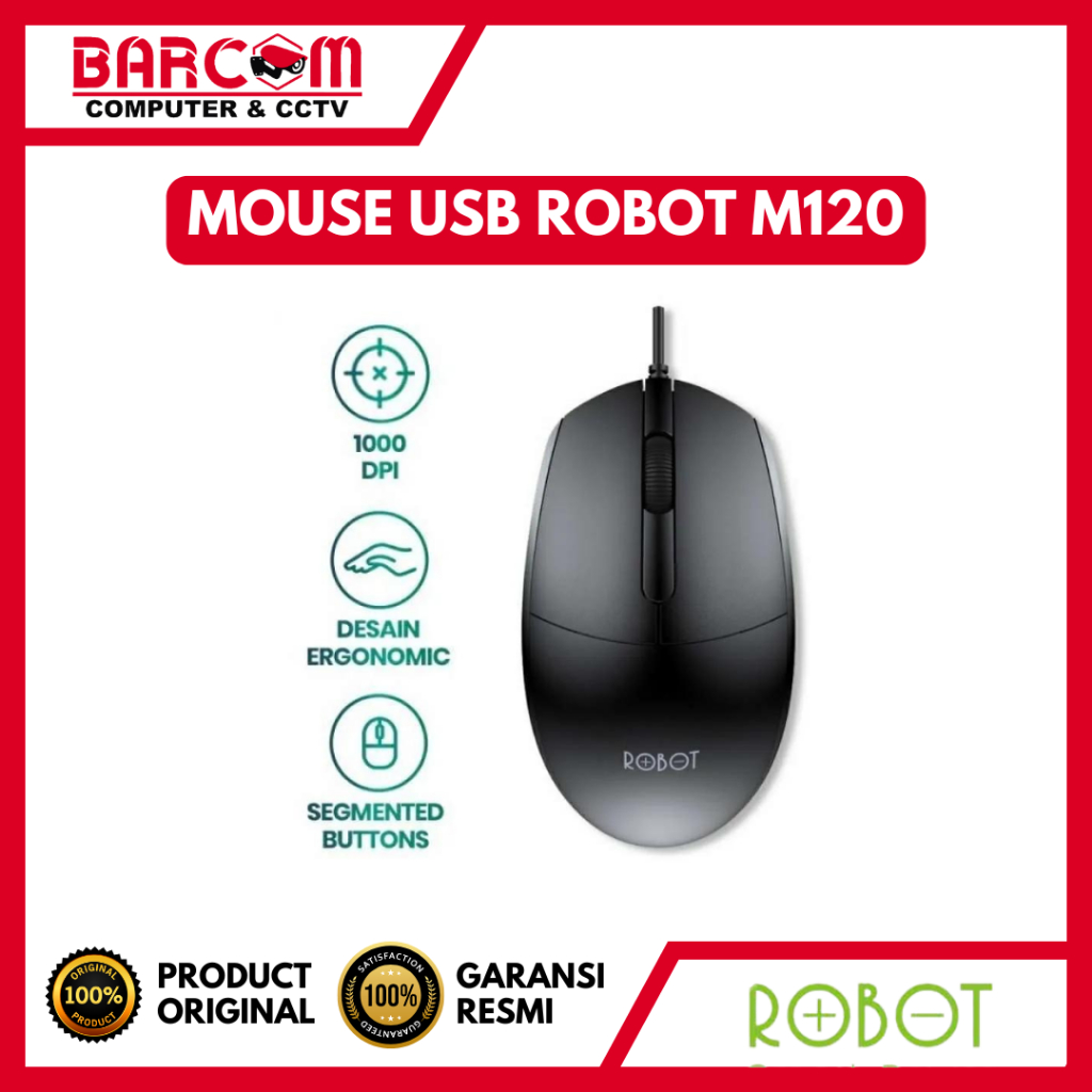 Jual MOUSE ROBOT M120 1000DPI USB WIRED MOUSE BLACK - ORIGINAL | Shopee ...