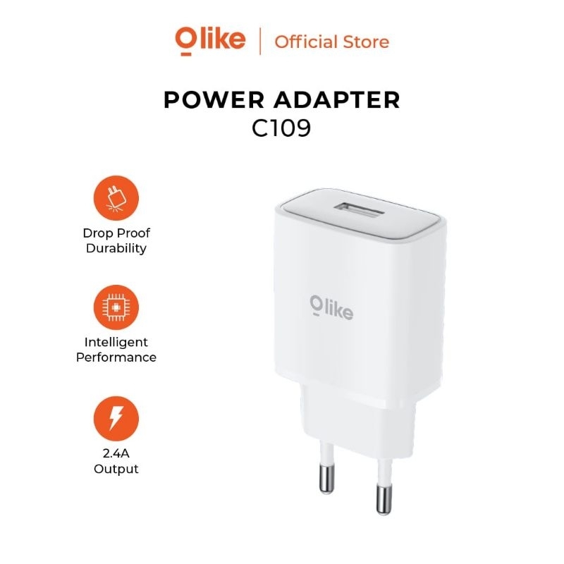 Jual [1BOX ISI 10] Power Adapter ORIGINAL OLIKE C109 2.4A Turbo 1USB ...