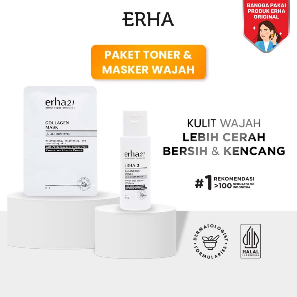 Jual ERHA VP Erha 3 & Collagen Mask - Paket Toner & Masker Wajah ...