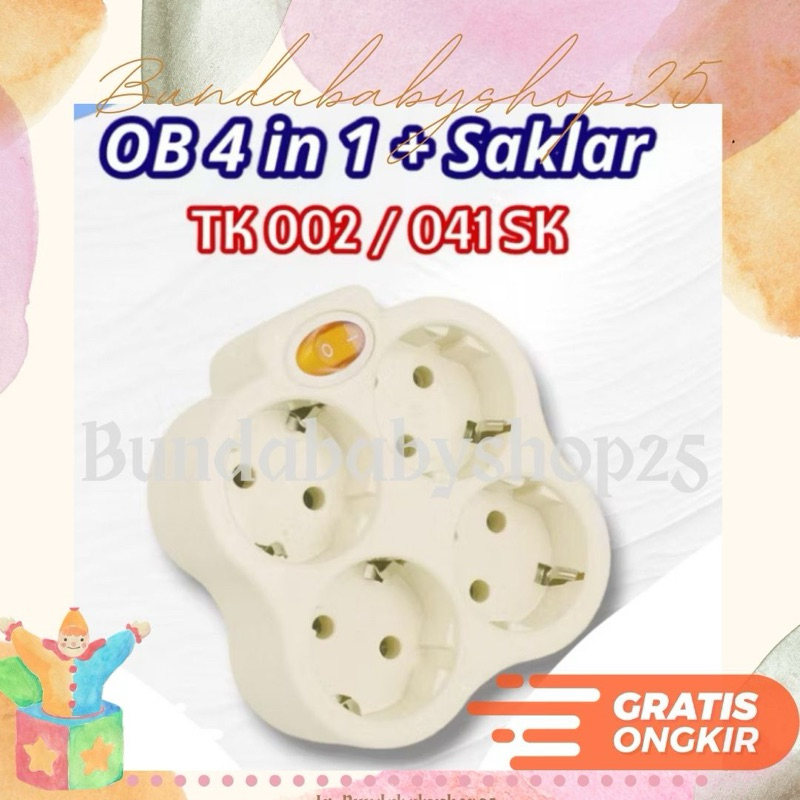 Jual STEKER Stop Kontak OB Saklar 4 In 1 TK-002 / 041-SK SNI | Shopee Indonesia