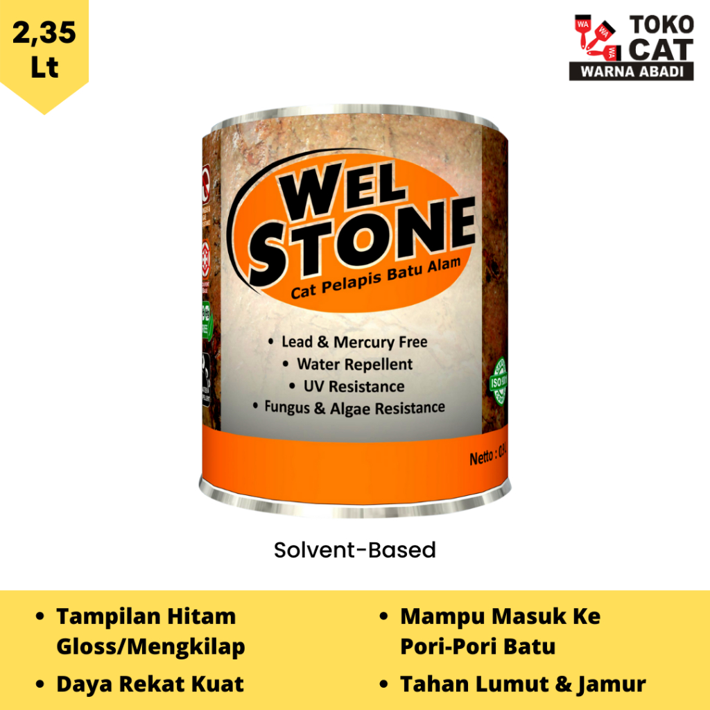 Jual CAT BATU ALAM WELSTONE TAMPILAN BLACK GLOSS KEMASAN 2,35 LITER ...