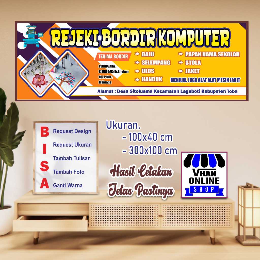 Jual Cetak Spanduk Banner Bordir Komputer Atau jahit Pakaian | Shopee ...