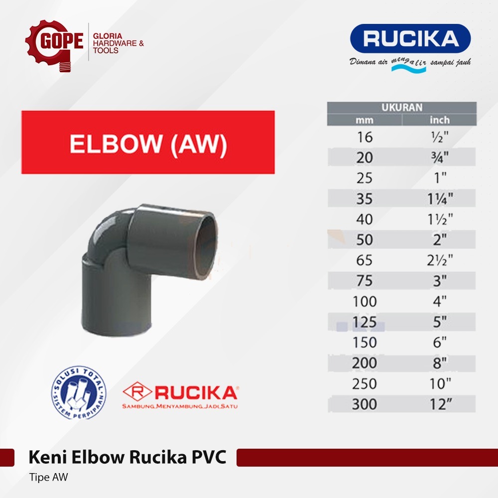 Jual Keni Elbow Sambungan Pipa Paralon PVC Rucika AW | Shopee Indonesia
