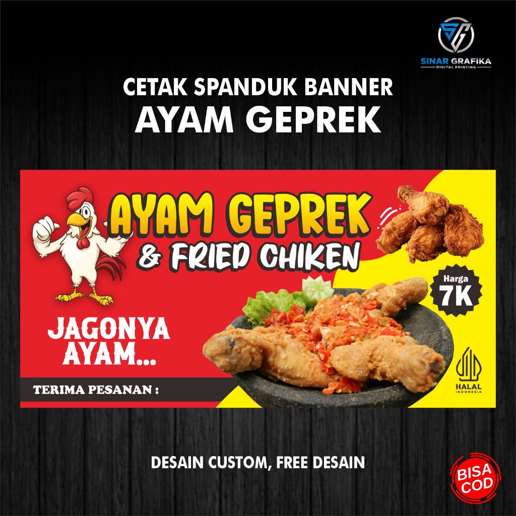 Jual Spanduk Ayam Geprek, Banner Ayam Geprek, Desain Custom | Shopee ...