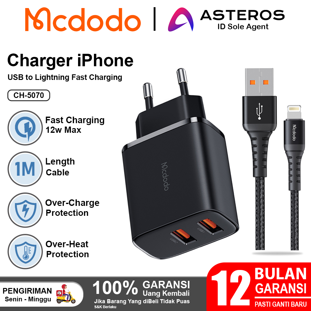 Jual MCDODO Charger For iPhone USB Lightning Fast Charging 10w 12w- 18w ...