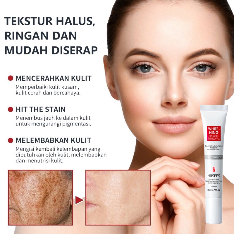 Jual Cream Pemutih Wajah Whitening Freckle Cream 20g Remove Dark Spots Niacinamide Fade ...