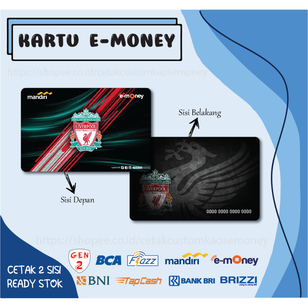 Jual KARTU EMONEY ETOLL GAMBAR KLUB BOLA LIVERPOOL MANDIRI EMONEY BNI ...