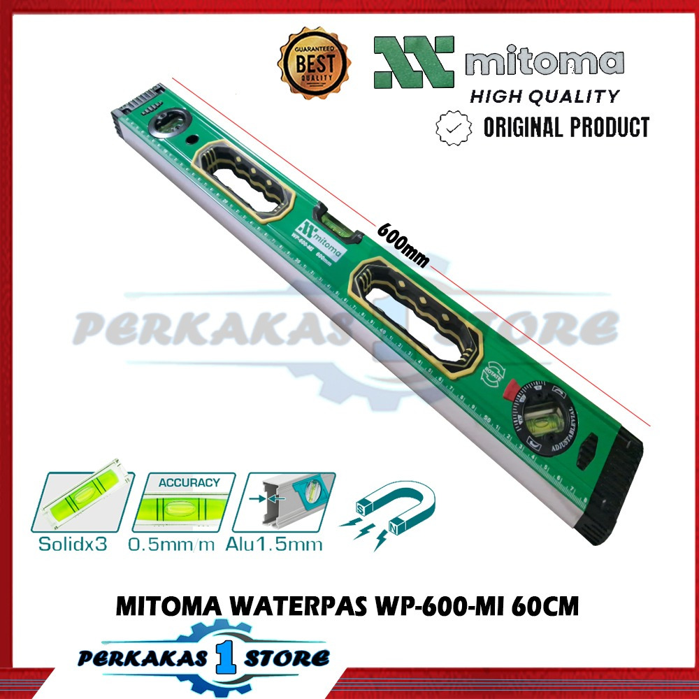 Jual MITOMA Waterpass Magnet Aluminium Waterpas 40 60 cm Alat Ukur ...