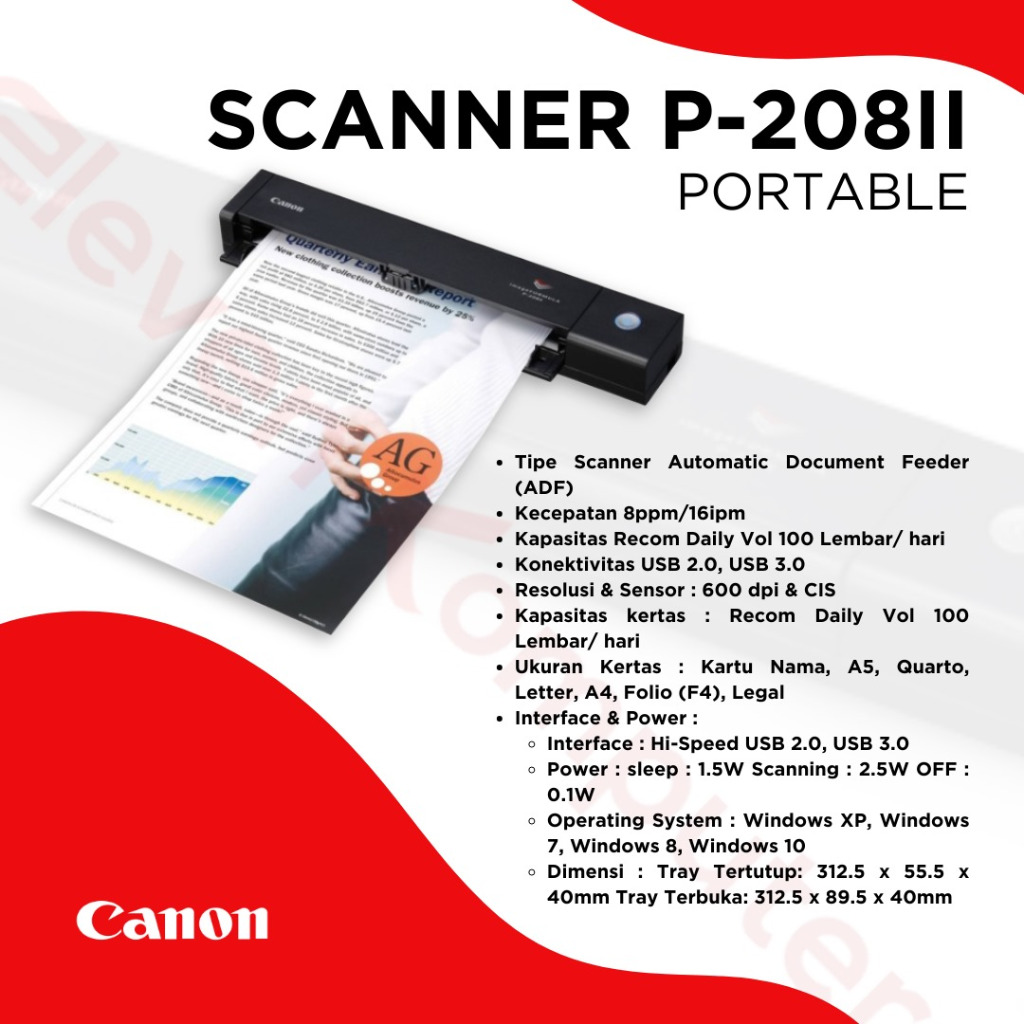 Jual Scanner Canon P208ii Portable Garansi Resmi | Shopee Indonesia