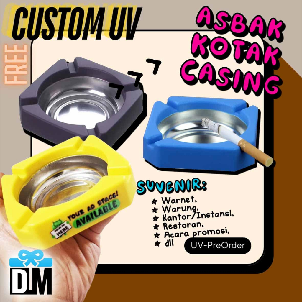 Jual Custom Asbak Kotak Persegi Casing Tempat Rokok Bubuk Ampas Puntung ...