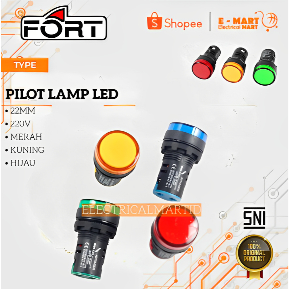 Jual Pilot Lamp LED MERAH KUNING HIJAU 22mm 220V | Shopee Indonesia