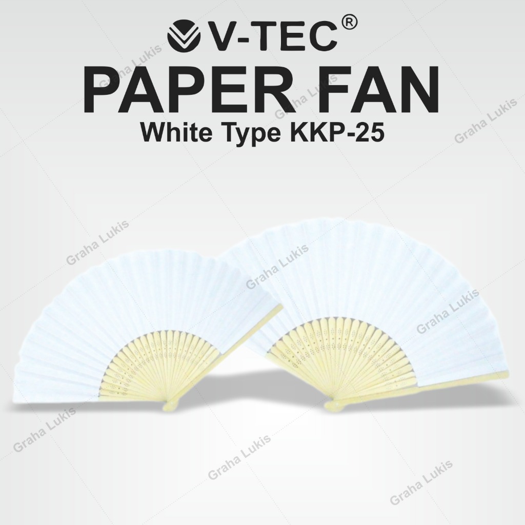 Jual Paper Fan White - Kipas Kertas Putih Polos V-TEC | Shopee Indonesia